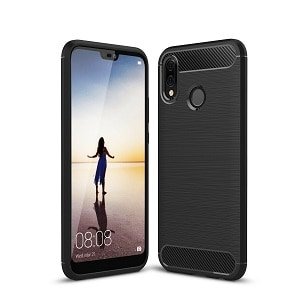 Huawei P20 Black Carbon Fiber Heavy Duty Case Cover