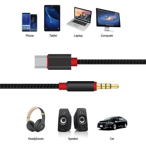 Type C to AUX Cable 3.5mm Auxiliary Audio Cord