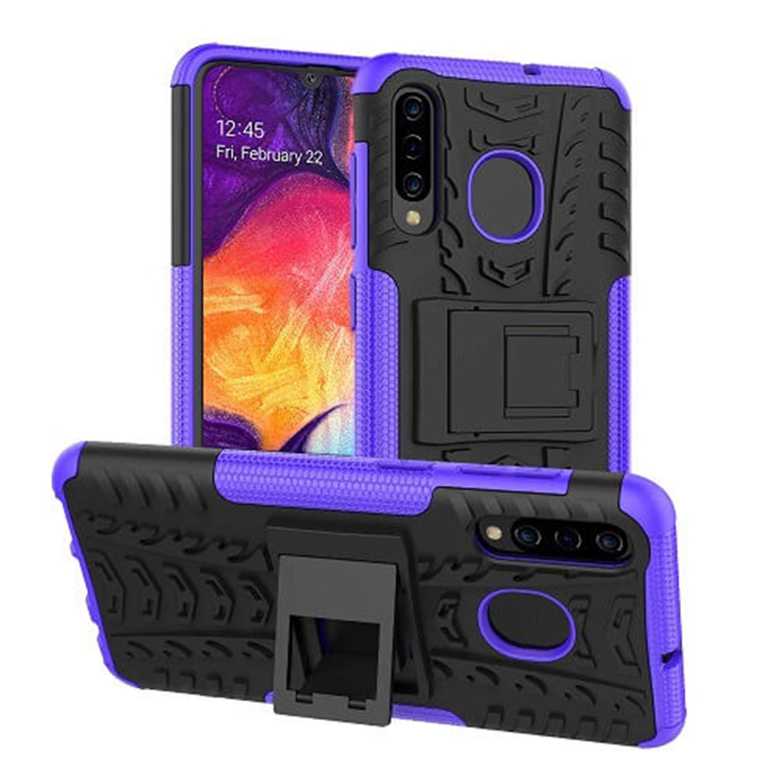 Samsung Galaxy A50 Purple Heavy Duty Case Kickstand Case Cover