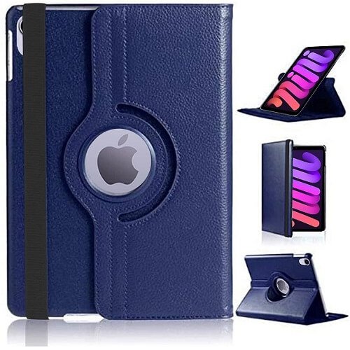 Apple iPad Mini 4 Leather Case 360 Degree Cover (Blue)