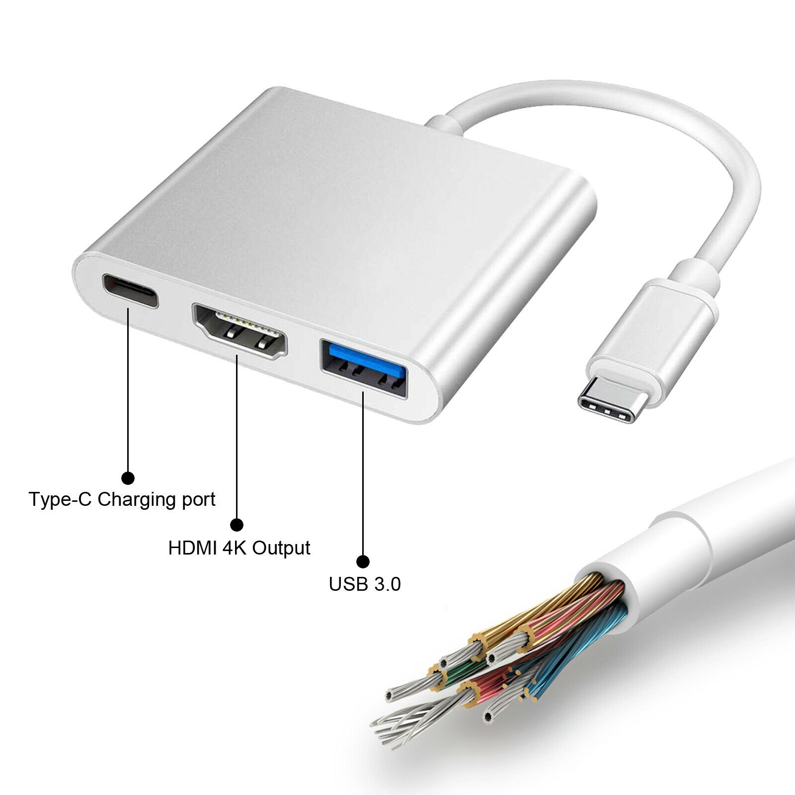 Type C to HDMI 3in1 Adapter USB Hub