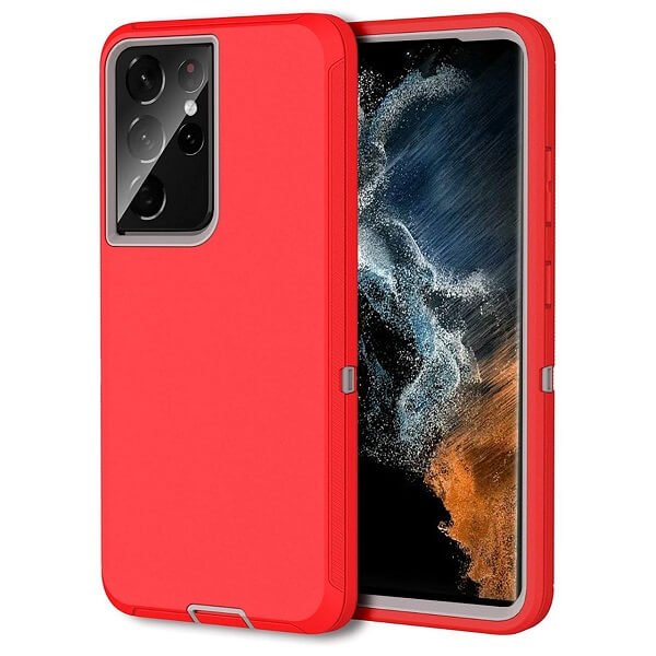 Samsung Galaxy S22 Ultra Red Defender Shockproof Case Cover