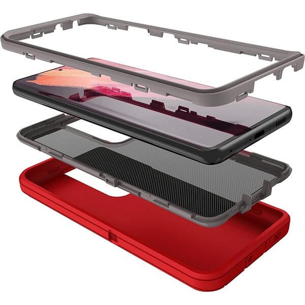 Samsung Galaxy S22 Ultra Red Defender Shockproof Case Cover