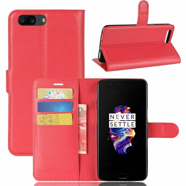 OnePlus 5 Red Wallet Case Cover