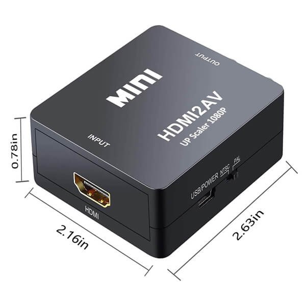 Black HDMI To RCA Mini HDMI2AV Adapter