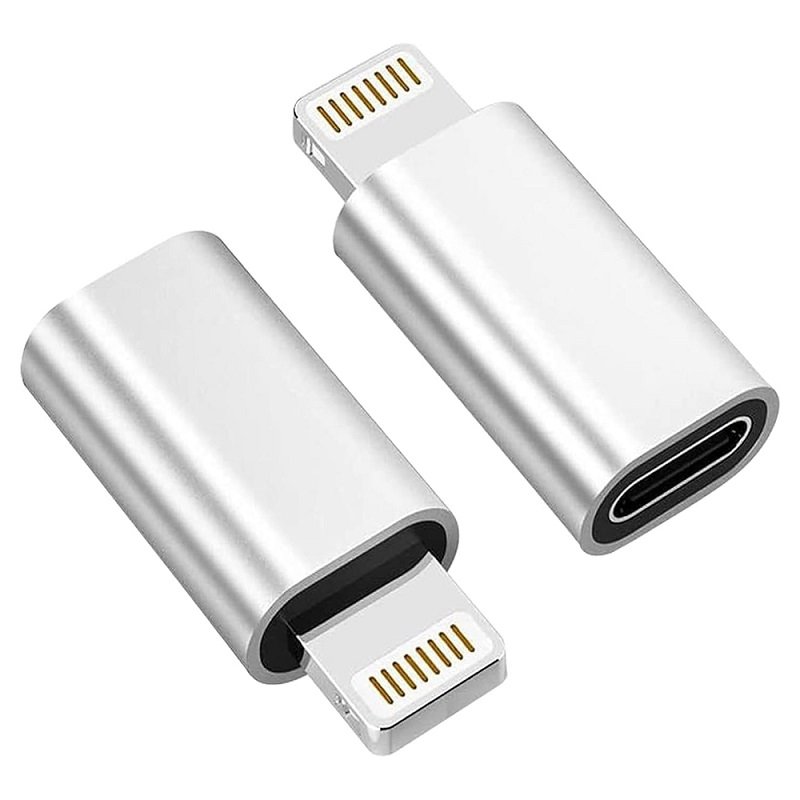 Silver USB Type C to Lightning Converter Adapter