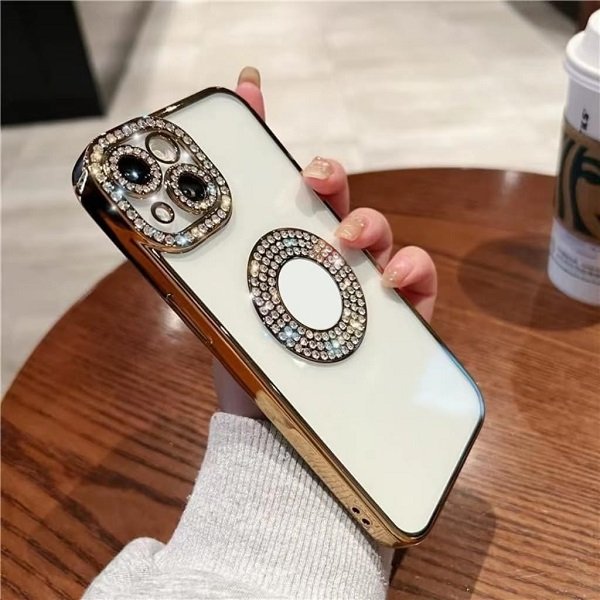 Silver Diamond Rhinestone MagSafe Case for iPhone 15 Pro
