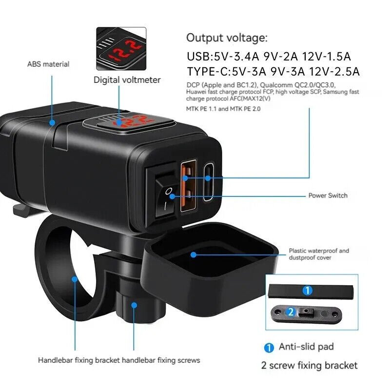 Motorcycle Dual USB Mobile Charger For Sale