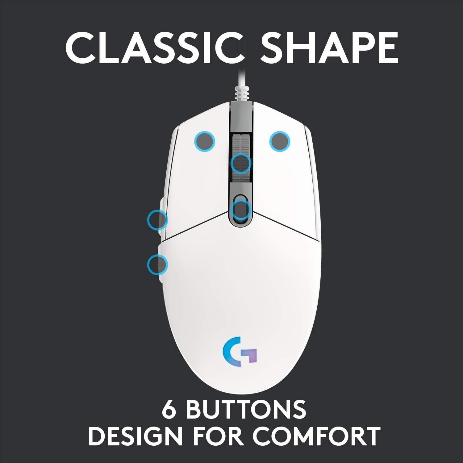White Professional Logitech G102 Gaming Mouse